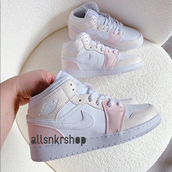 Jordan | Shoes | Nike Air Jordan Mid Custom Biege Cream Pink | Poshmark